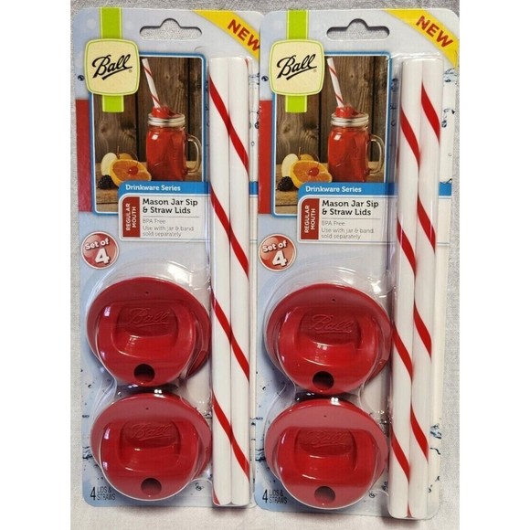 Ball | Dining | Ball Mason Jar Regular Mouth Drinking Straw Lids 4 Lids ...